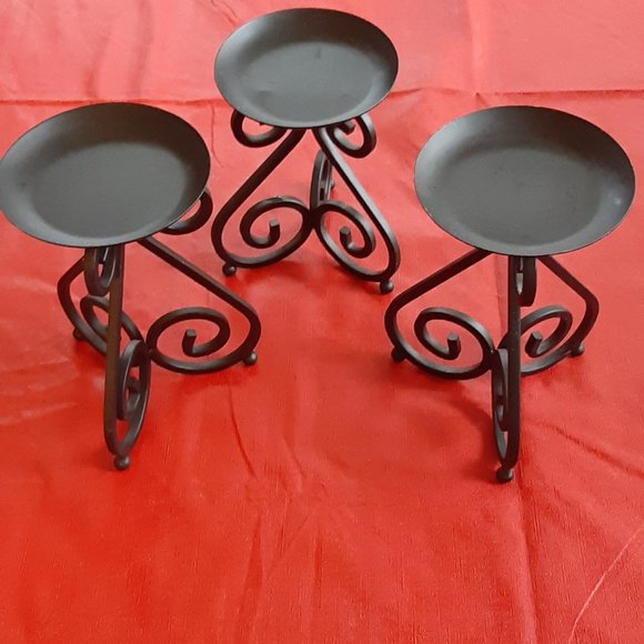 Art | Black Cast Iron Heart Shape Legs Candle Holders Set Of 3 | Poshmark
